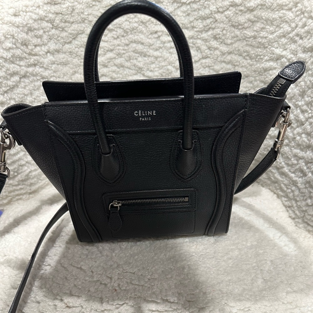 Celine - Nano Luggage Bag In Drummed Calfskin Black - Gem